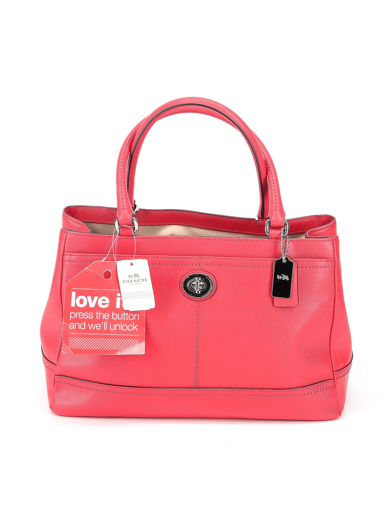 Coach 100% Leather Solid Red Pink Leather Shoulder Bag One Size - 73% ...