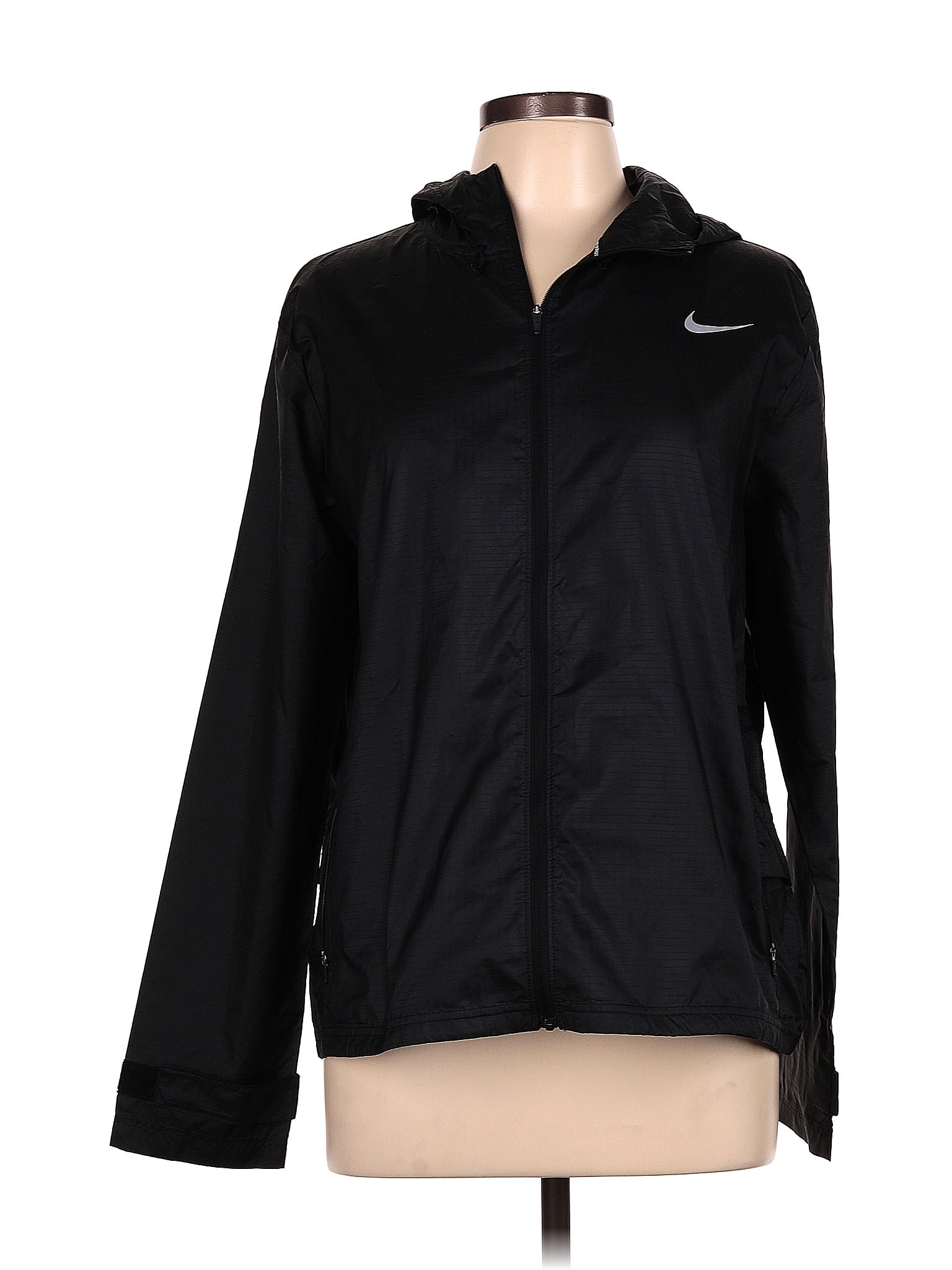 Nike 100% Polyester Solid Black Track Jacket Size L - 53% off | ThredUp