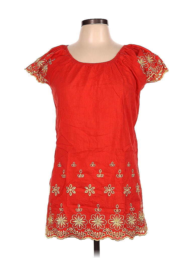 Fun2fun 100 Cotton Floral Red Short Sleeve Blouse Size L 68 Off