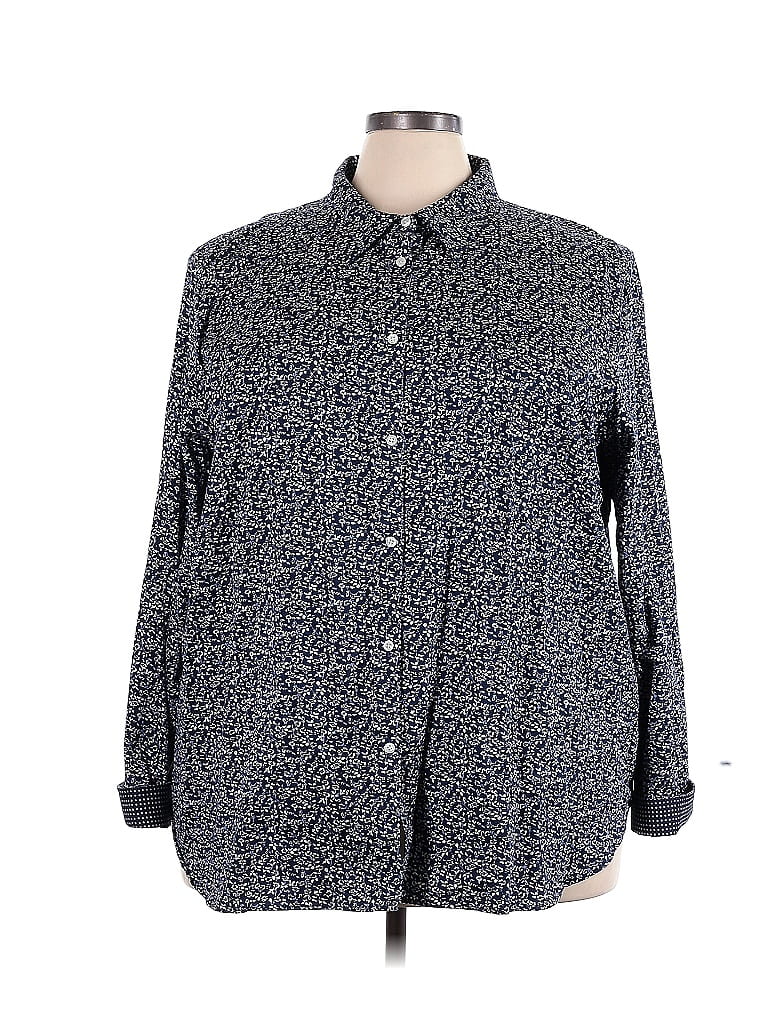 Chaps 100% Cotton Paisley Hearts Polka Dots Blue Long Sleeve Button ...