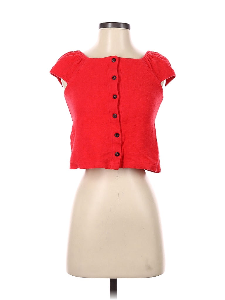 Texture And Thread Madewell Solid Red Short Sleeve Blouse Size Xxs 69