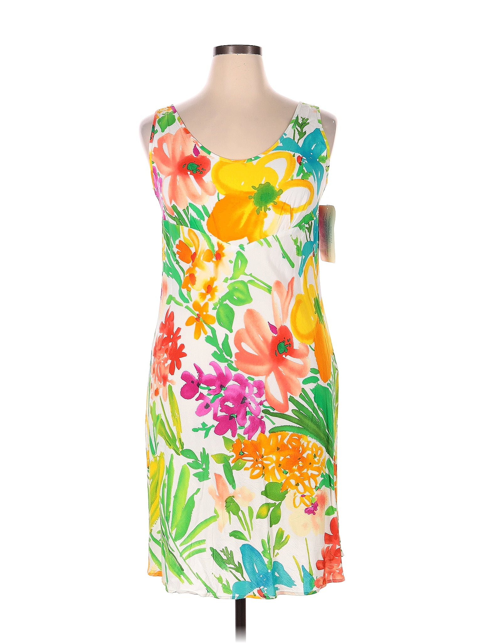 Jams World 100% Rayon Floral Multi Color White Casual Dress Size XL ...