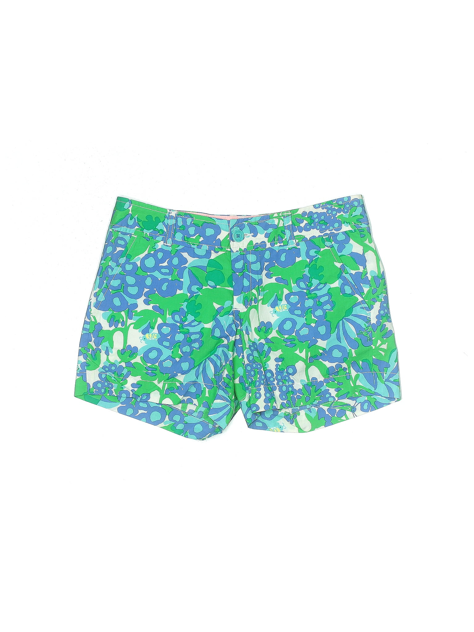 Lilly Pulitzer 100 Cotton Floral Green Shorts Size 4 68 Off Thredup