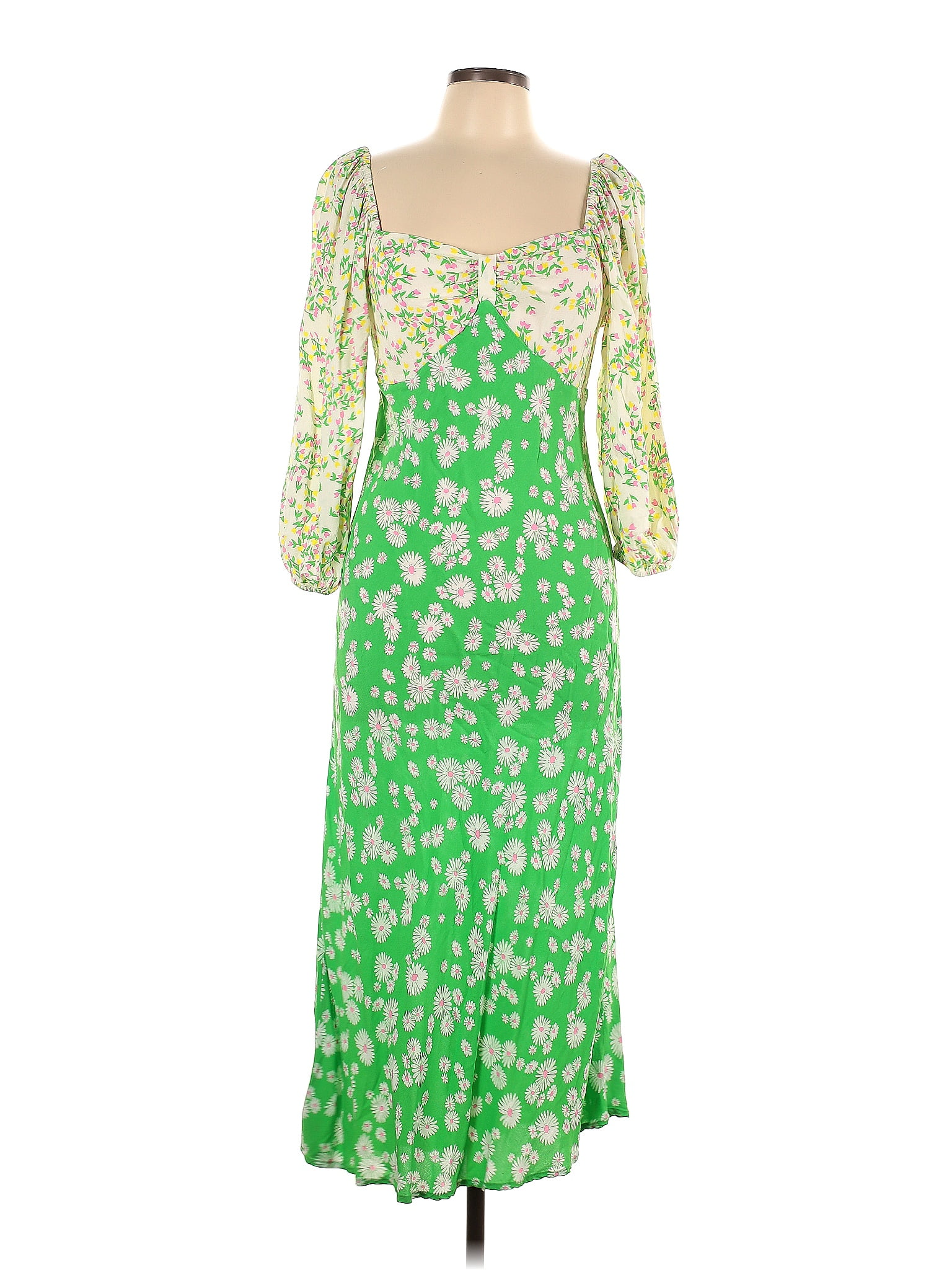Rixo For Target 100 Rayon Floral Green Casual Dress Size 12 46 Off