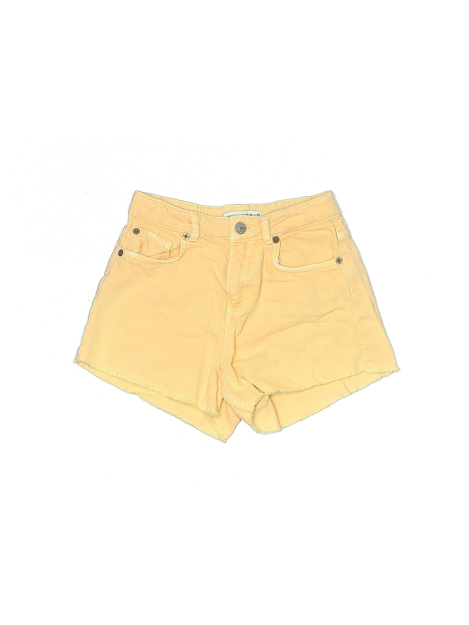 Zara 100 Baumwolle Solid Yellow Denim Shorts Size 11 12 66 Off