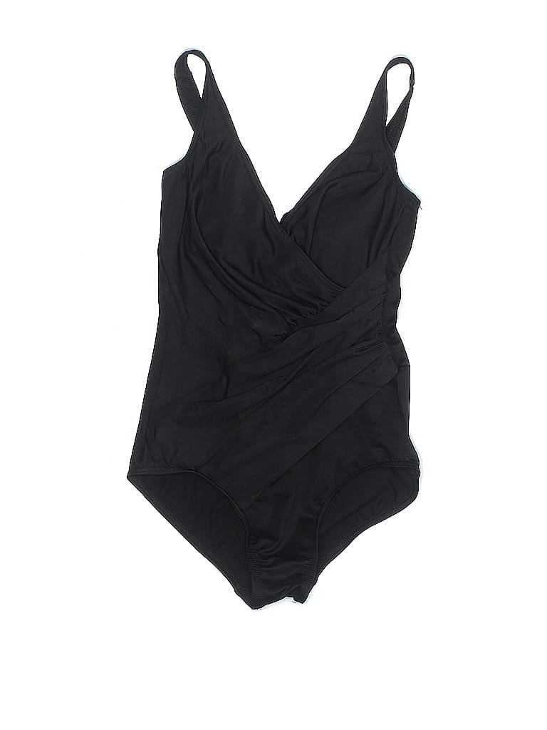 Miraclesuit Solid Jacquard Grid Stars Graphic Black One Piece Swimsuit ...