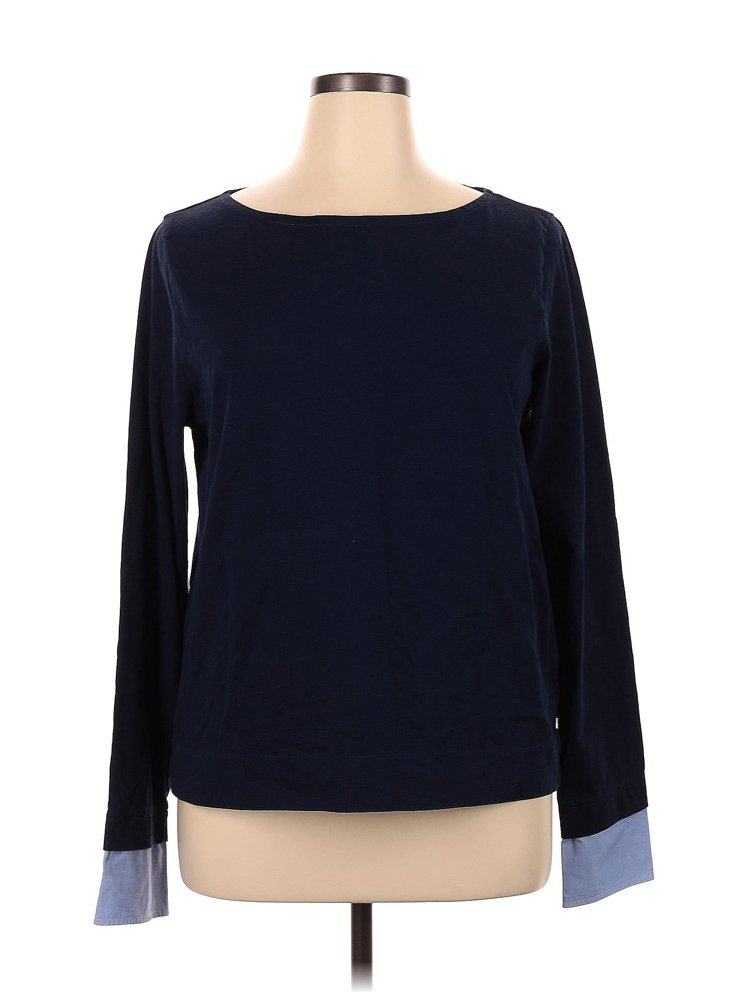 J Crew Factory Store 100 Cotton Color Block Solid Navy Blue Long
