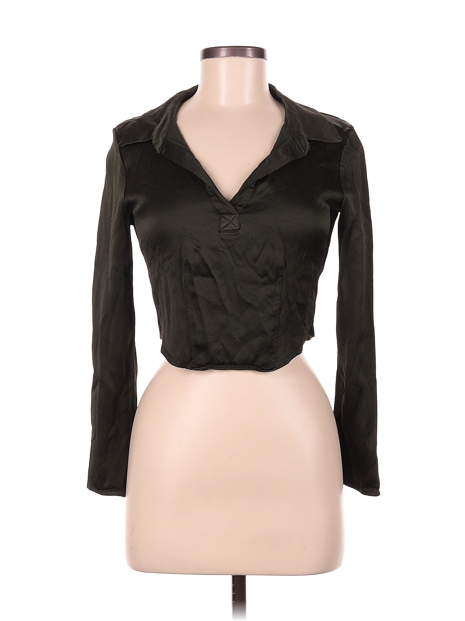 Zara Solid Black Long Sleeve Blouse Size M 50 Off Thredup