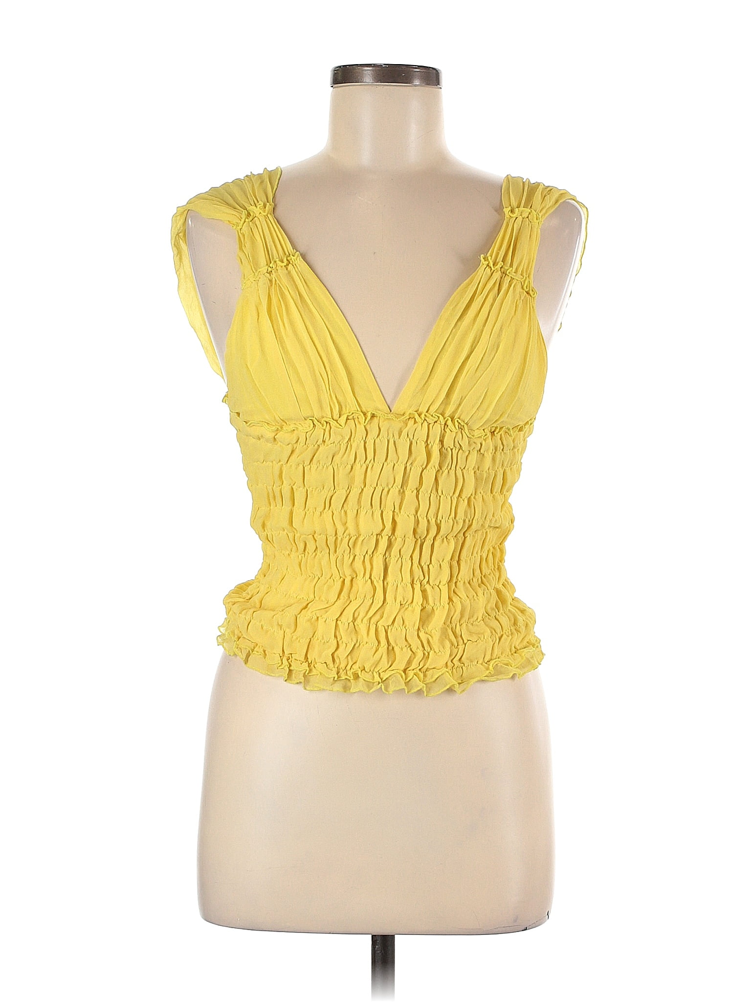 Black Halo 100% Silk Solid Yellow Sleeveless Silk Top Size M - 67% off ...