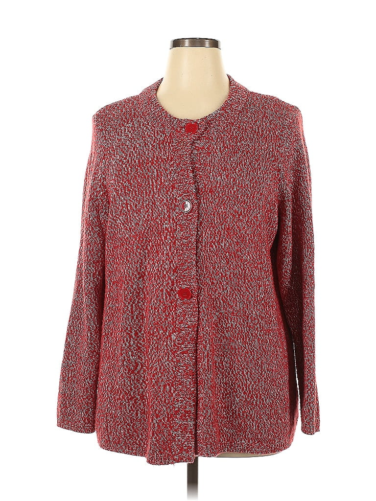 Koret Color Block Red Cardigan Size 1X (Plus) - 74% off | ThredUp