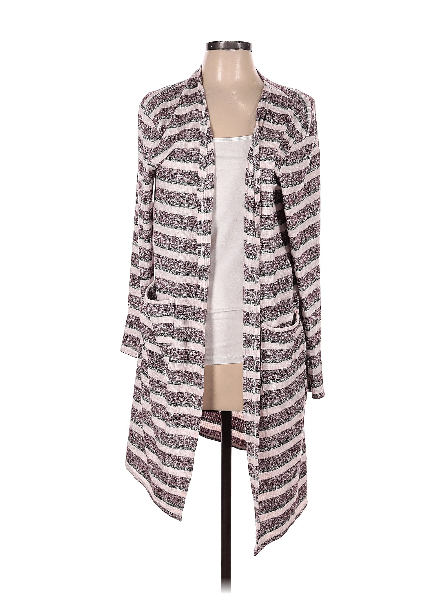 Nine West Color Block Stripes Multi Color Gray Cardigan Size M 74