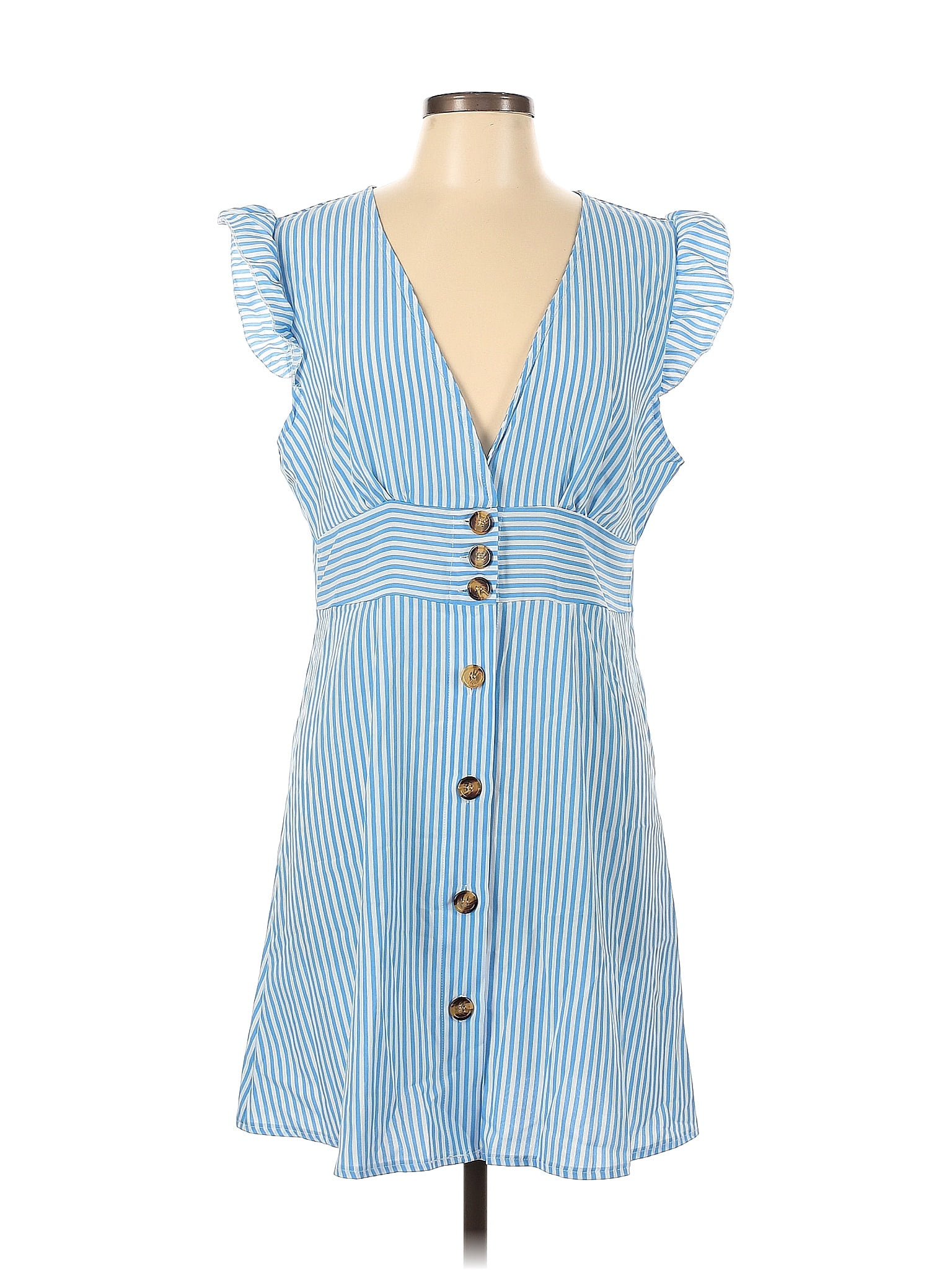 Shein 100% Polyester Stripes Blue Casual Dress Size 12 - 37% off | ThredUp