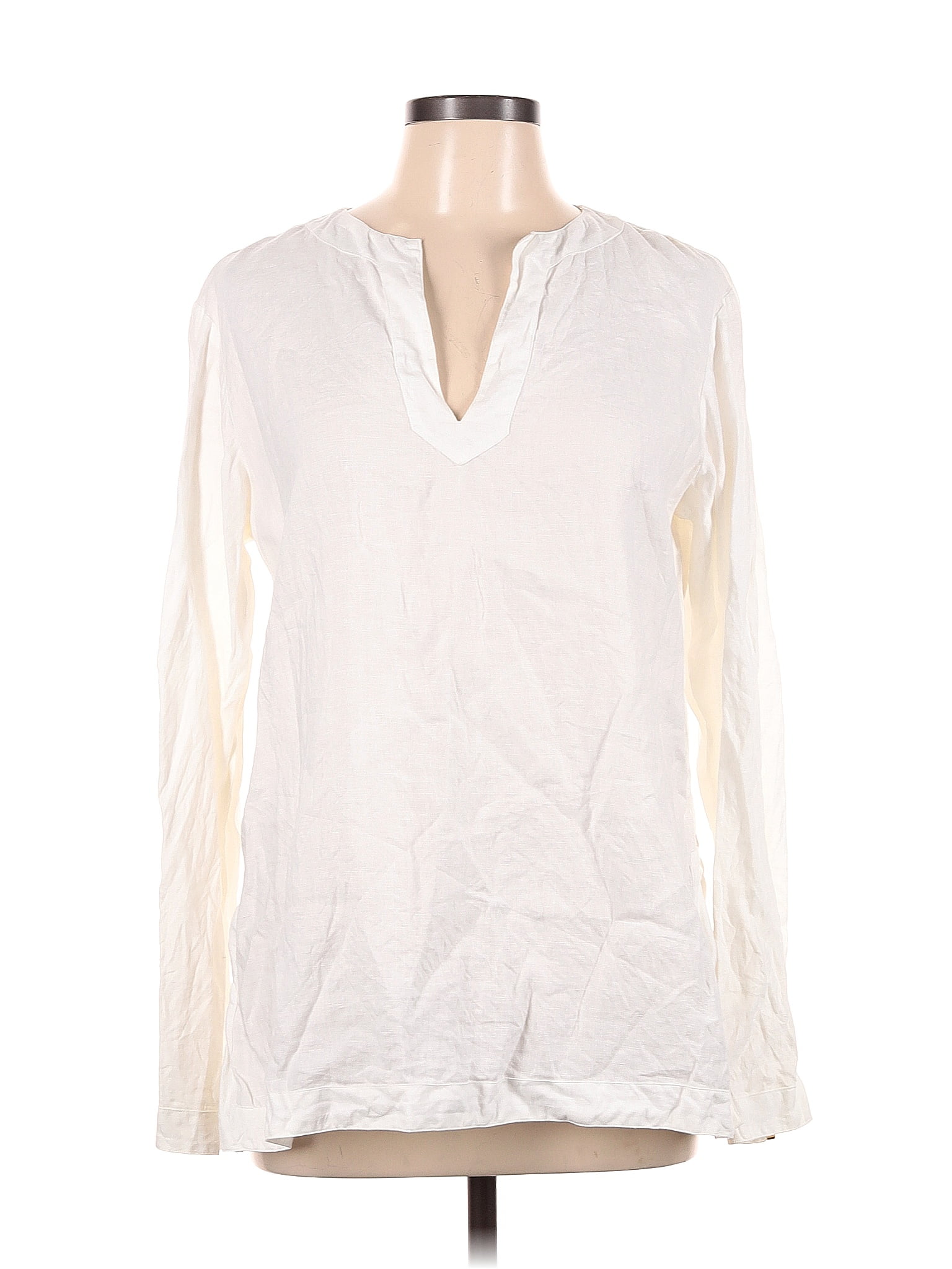 Lauren by Ralph Lauren 100% Linen White Ivory Long Sleeve Blouse Size M - 67% off | ThredUp