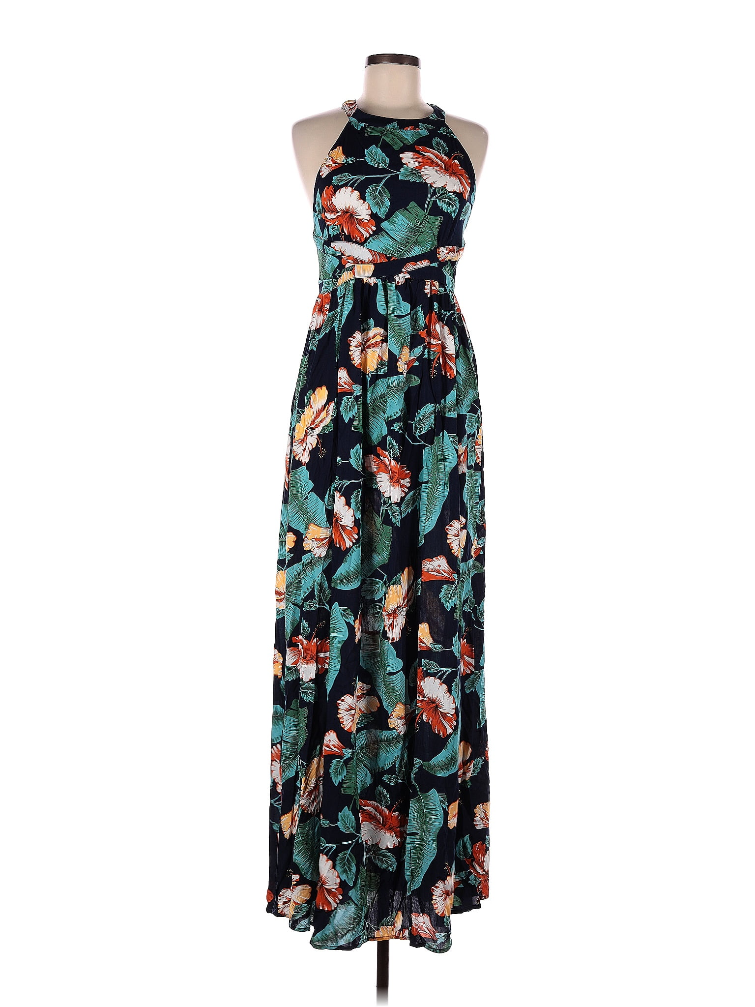 AaKaa Floral Multi Color Teal Casual Dress Size M - 51% off | ThredUp