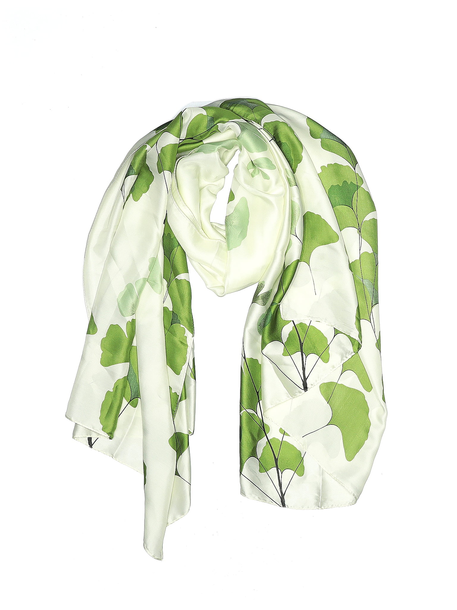 Unbranded 100% Silk Floral Multi Color Green Silk Scarf One Size - 56% ...