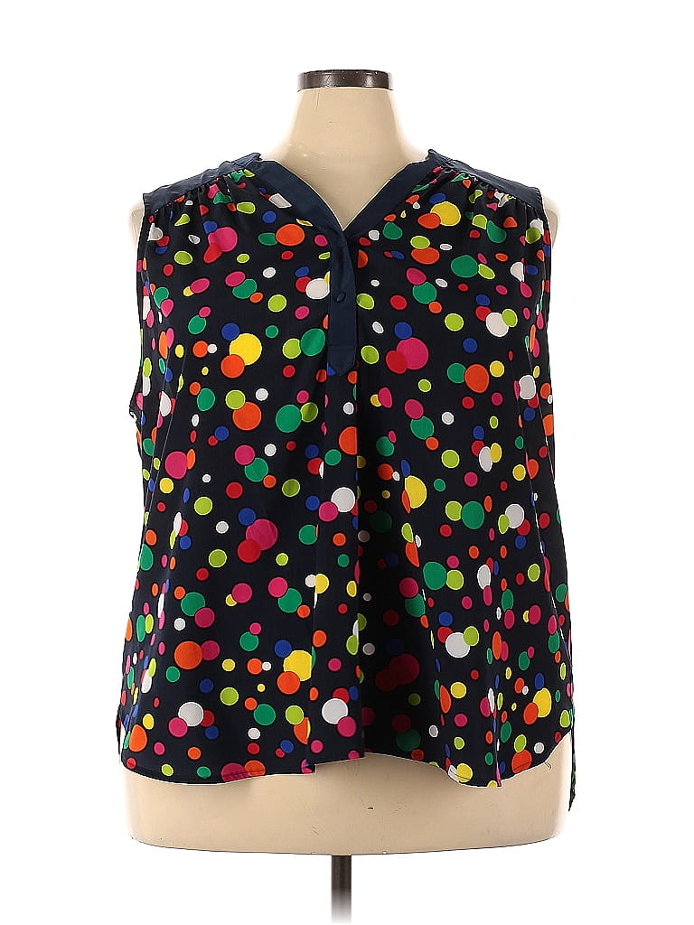 Modcloth 100 Polyester Polka Dots Black Short Sleeve Blouse Size 3x