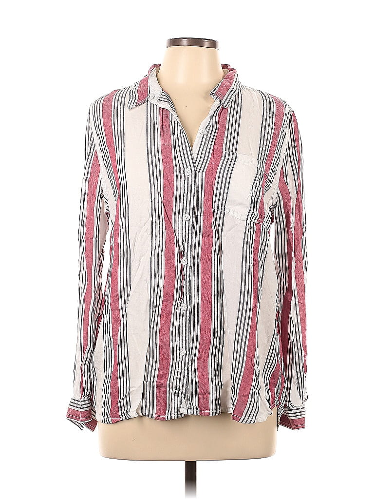 BeachLunchLounge Stripes Ivory Long Sleeve Button-Down Shirt Size L - 83% off | ThredUp