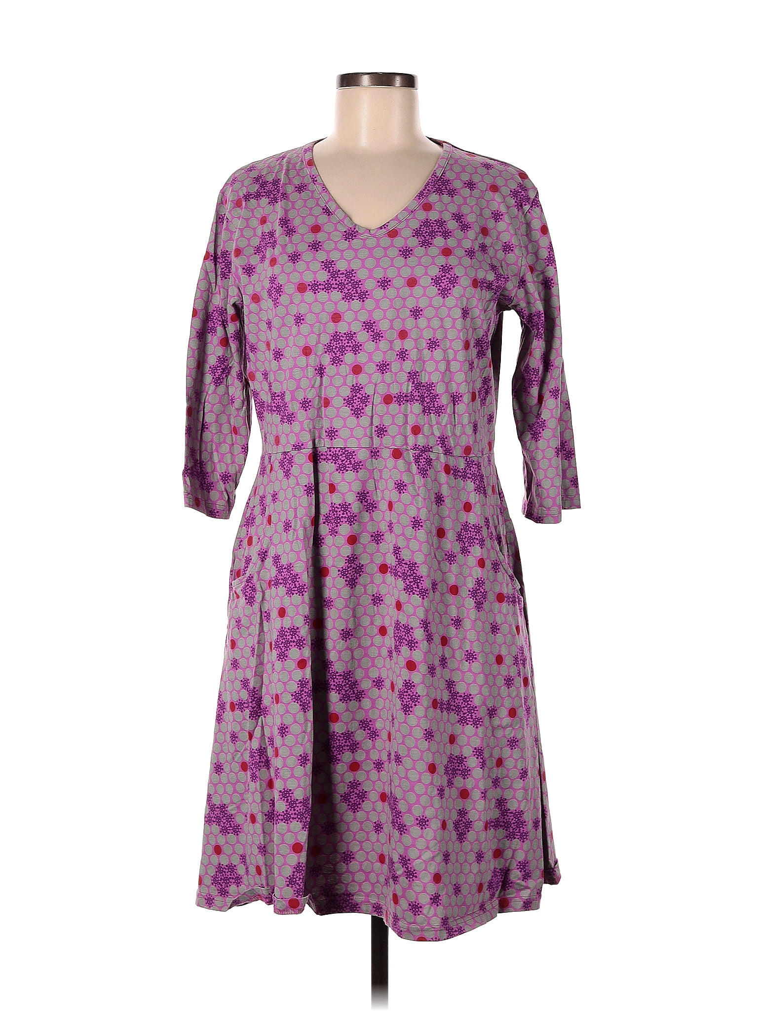 Svaha 100% Cotton Multi Color Purple Casual Dress Size L - 65% off ...