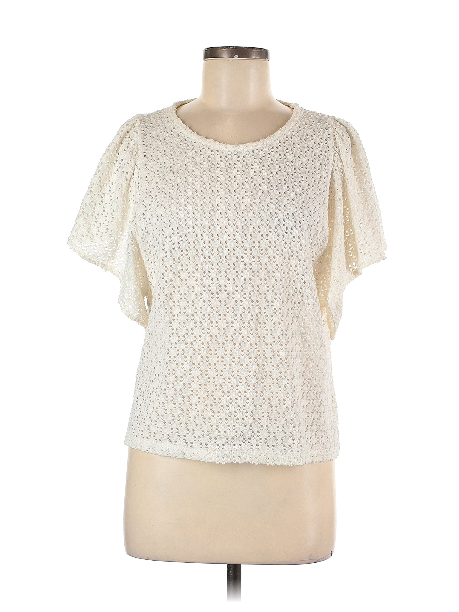 Texture And Thread Madewell Ivory Short Sleeve Blouse Size L 68 Off