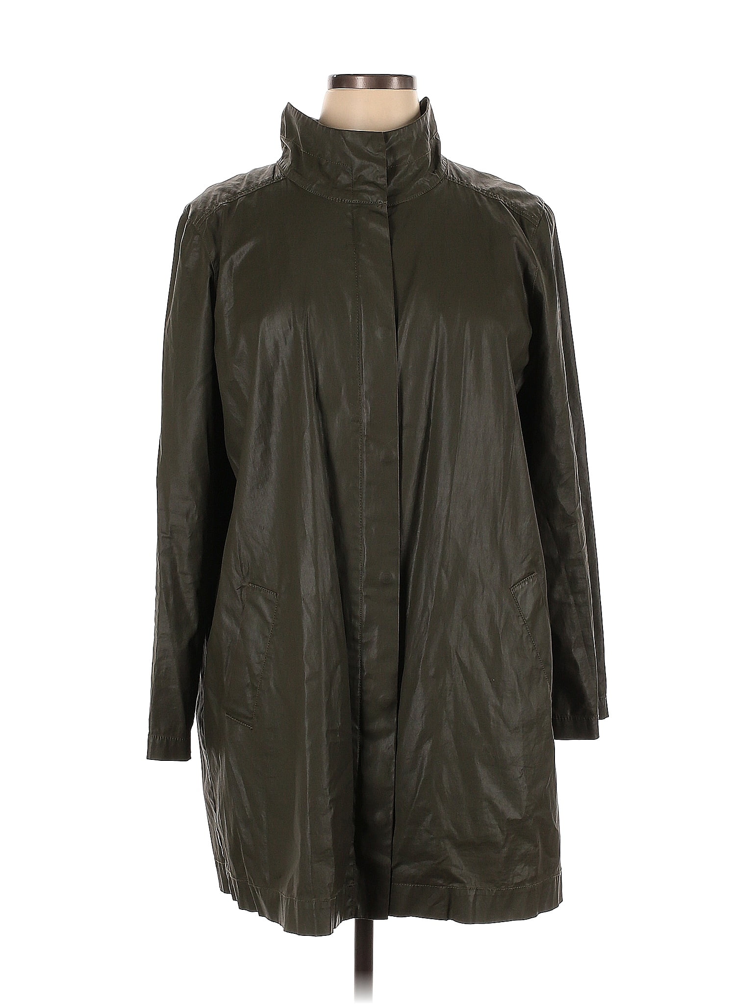 Eileen Fisher Solid Green Jacket Size XL - 73% off | ThredUp