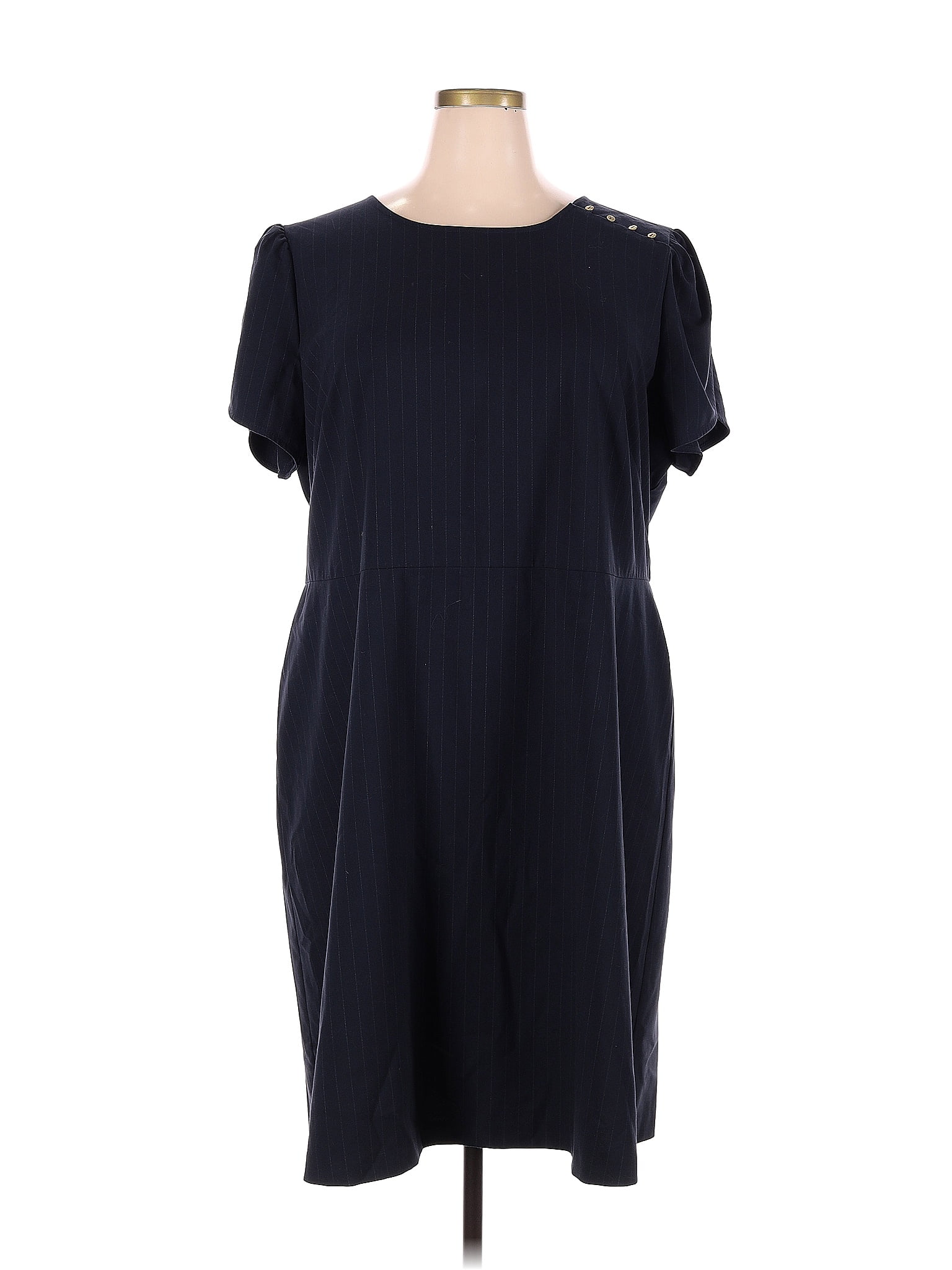 Ann Taylor Loft Solid Navy Blue Casual Dress Size 24 Plus 64 Off