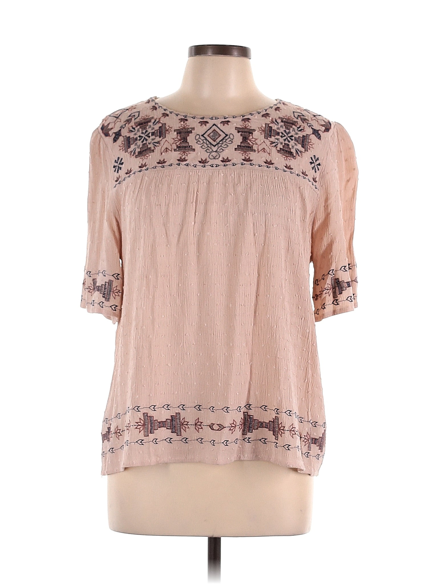 Knox Rose 100 Rayon Tan Short Sleeve Blouse Size Xl 31 Off Thredup