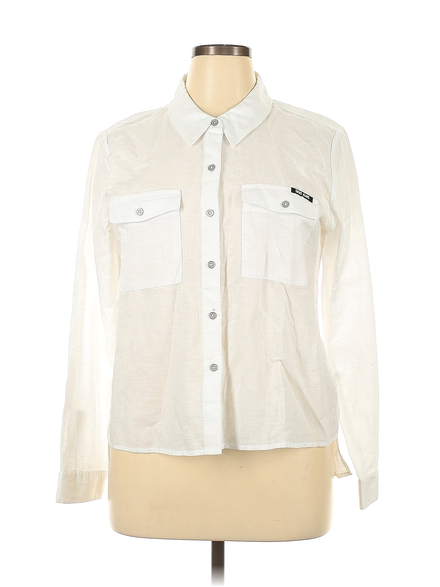Dkny Jeans White Ivory Long Sleeve Button Down Shirt Size Xl 58 Off