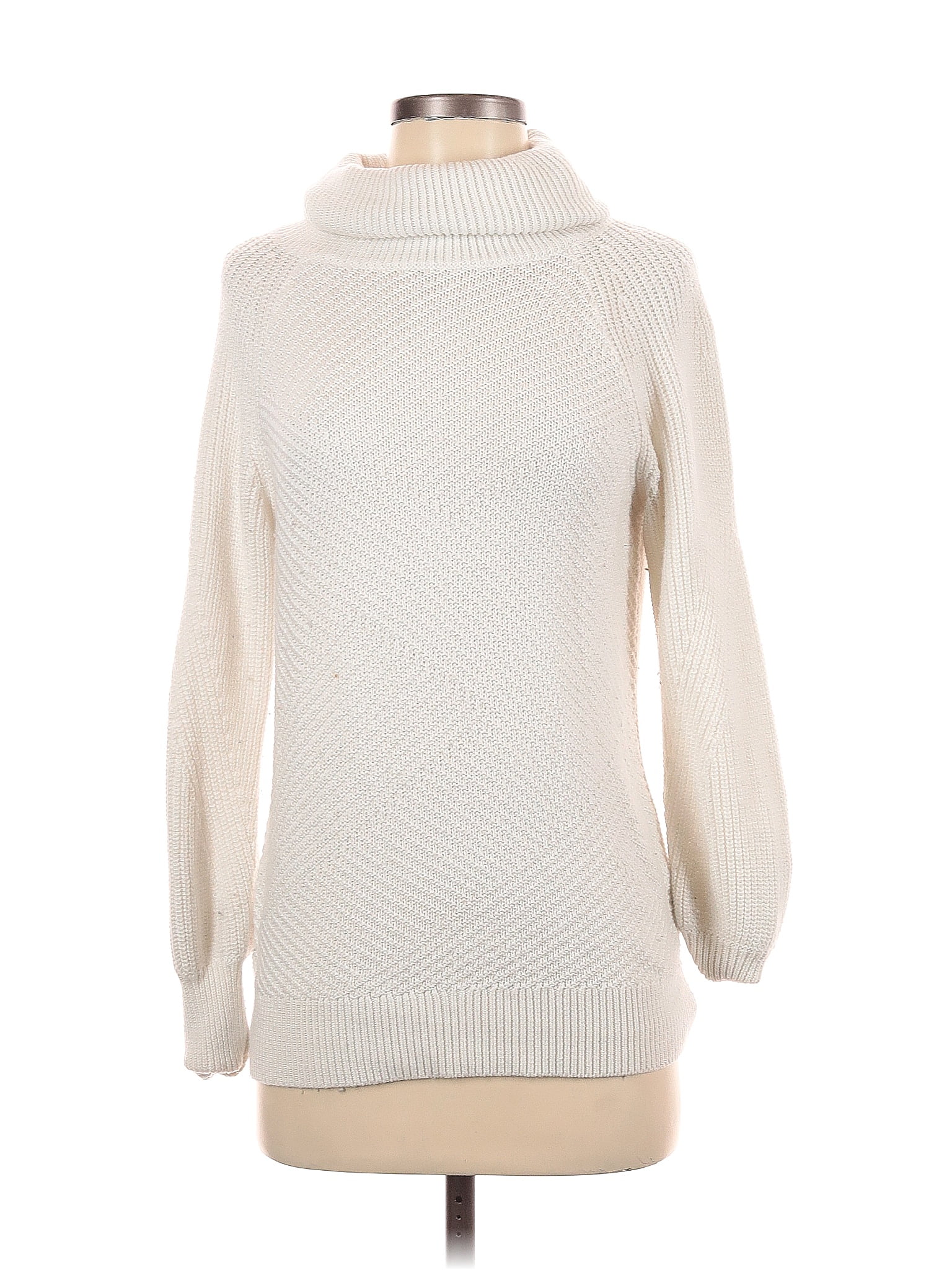 White House Black Market Color Block Solid Ivory Turtleneck Sweater ...