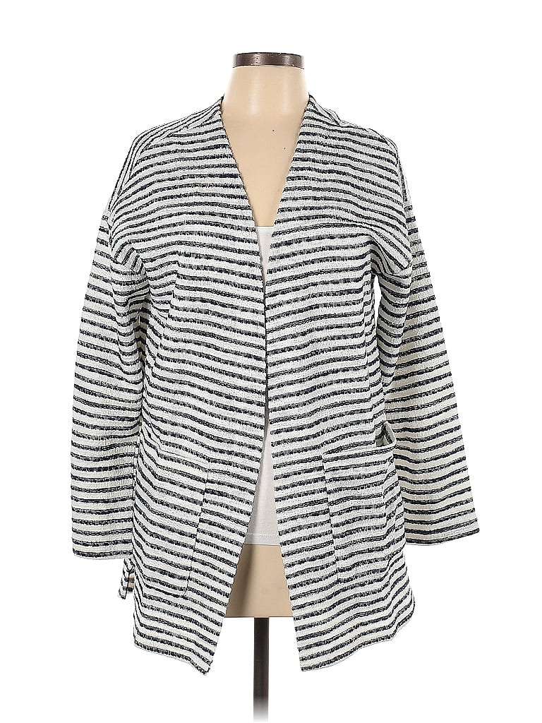 Sanctuary Stripes Gray White Jacket Size L - 75% off | ThredUp