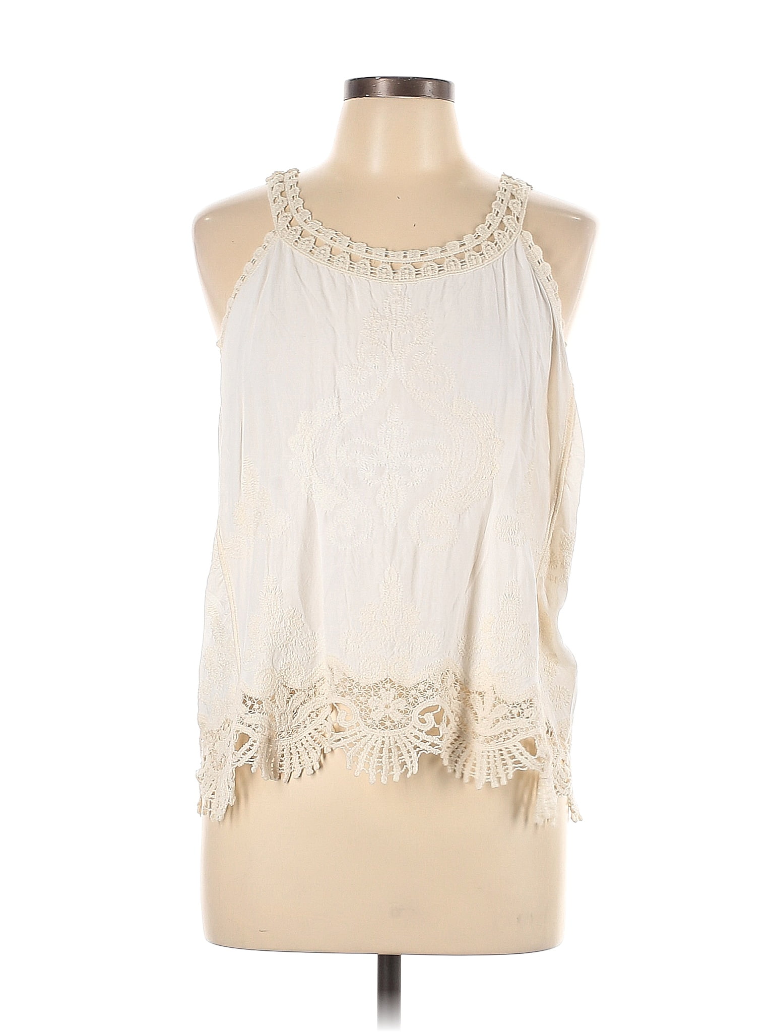 Ultra Pink 100 Rayon Ivory Sleeveless Blouse Size Xl 57 Off Thredup