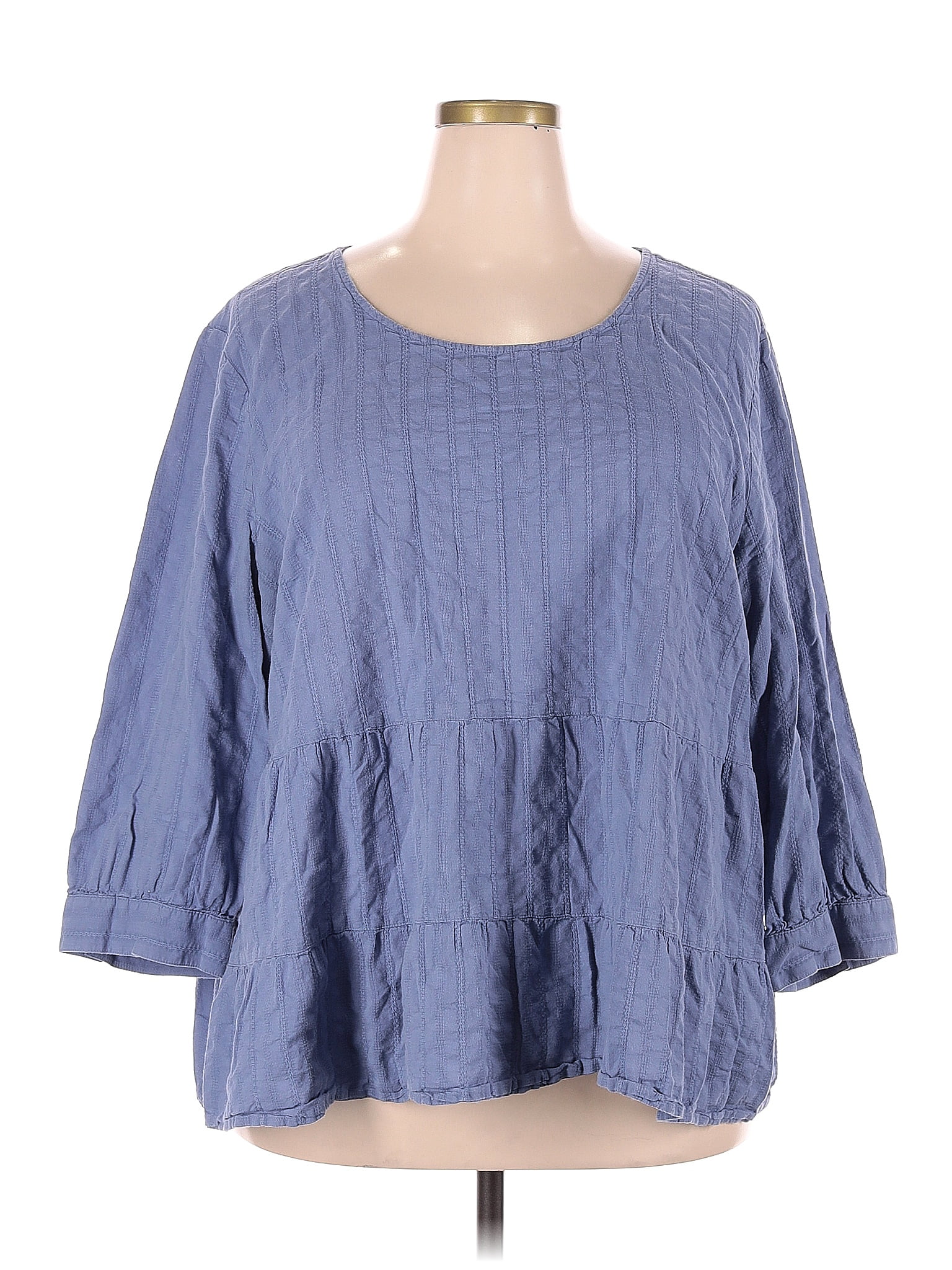 J.Jill 100% Cotton Blue Long Sleeve Blouse Size 4X (Plus) - 63% off | ThredUp