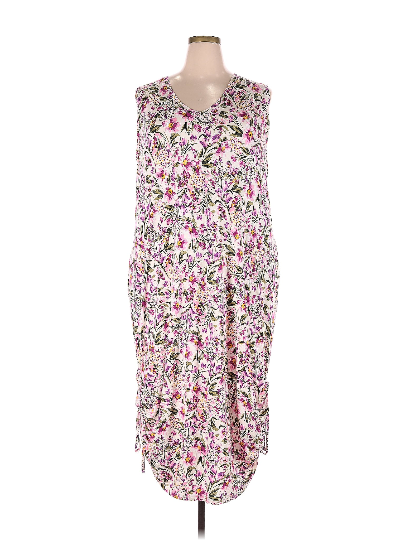 Lane Bryant Floral Multi Color Pink Casual Dress Size 22 24 Plus