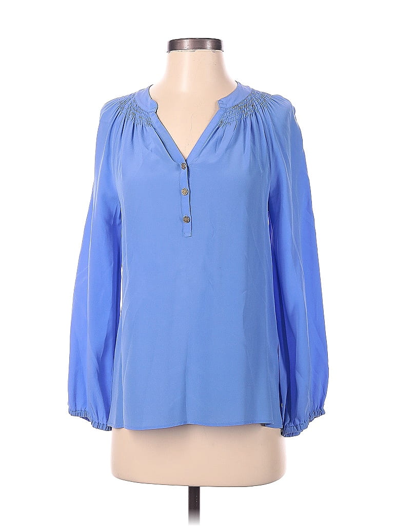 Lilly Pulitzer 100 Silk Blue Long Sleeve Blouse Size Xs 73 Off