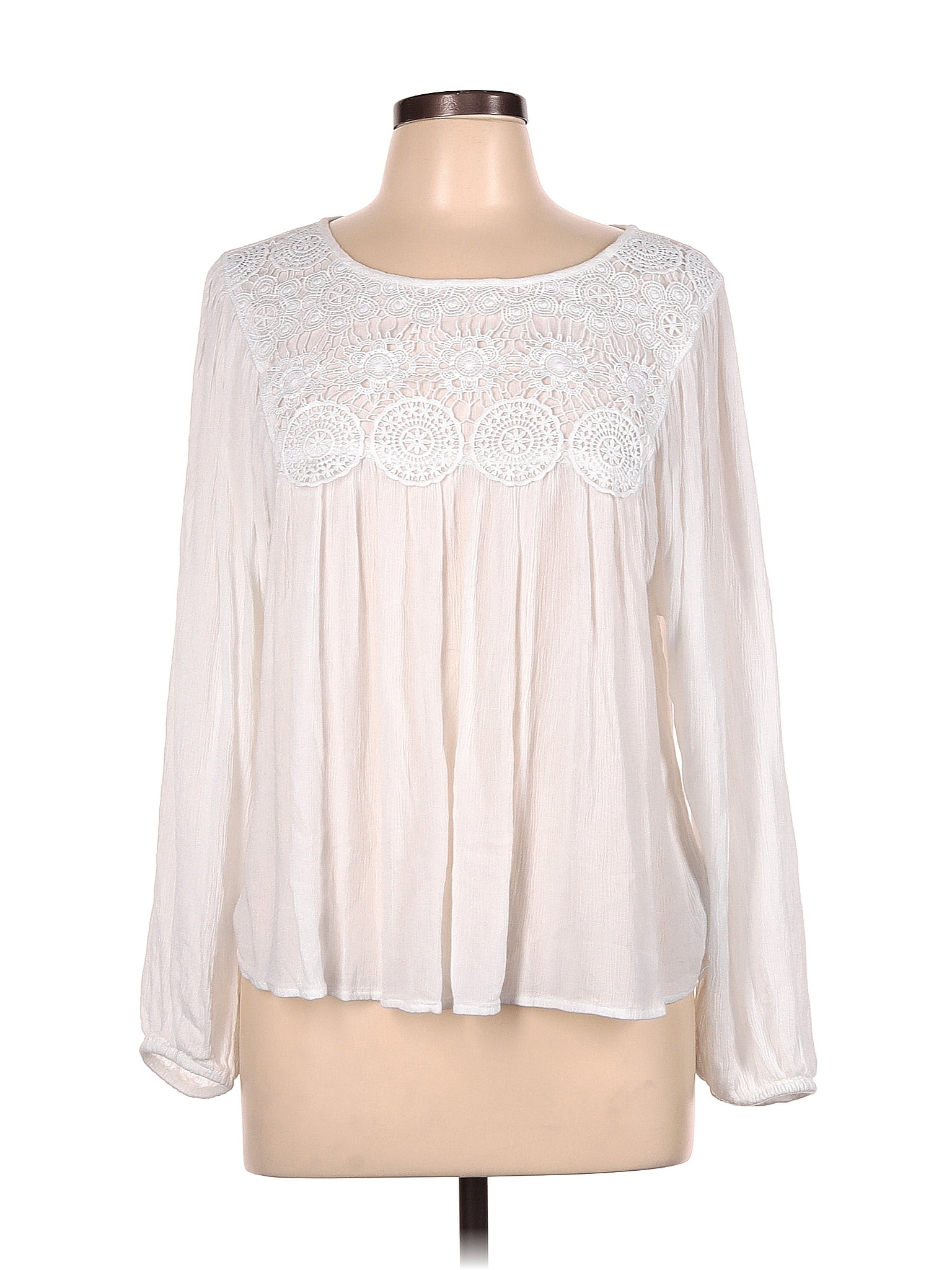 Gap 100 Rayon White Ivory Long Sleeve Blouse Size L 71 Off Thredup