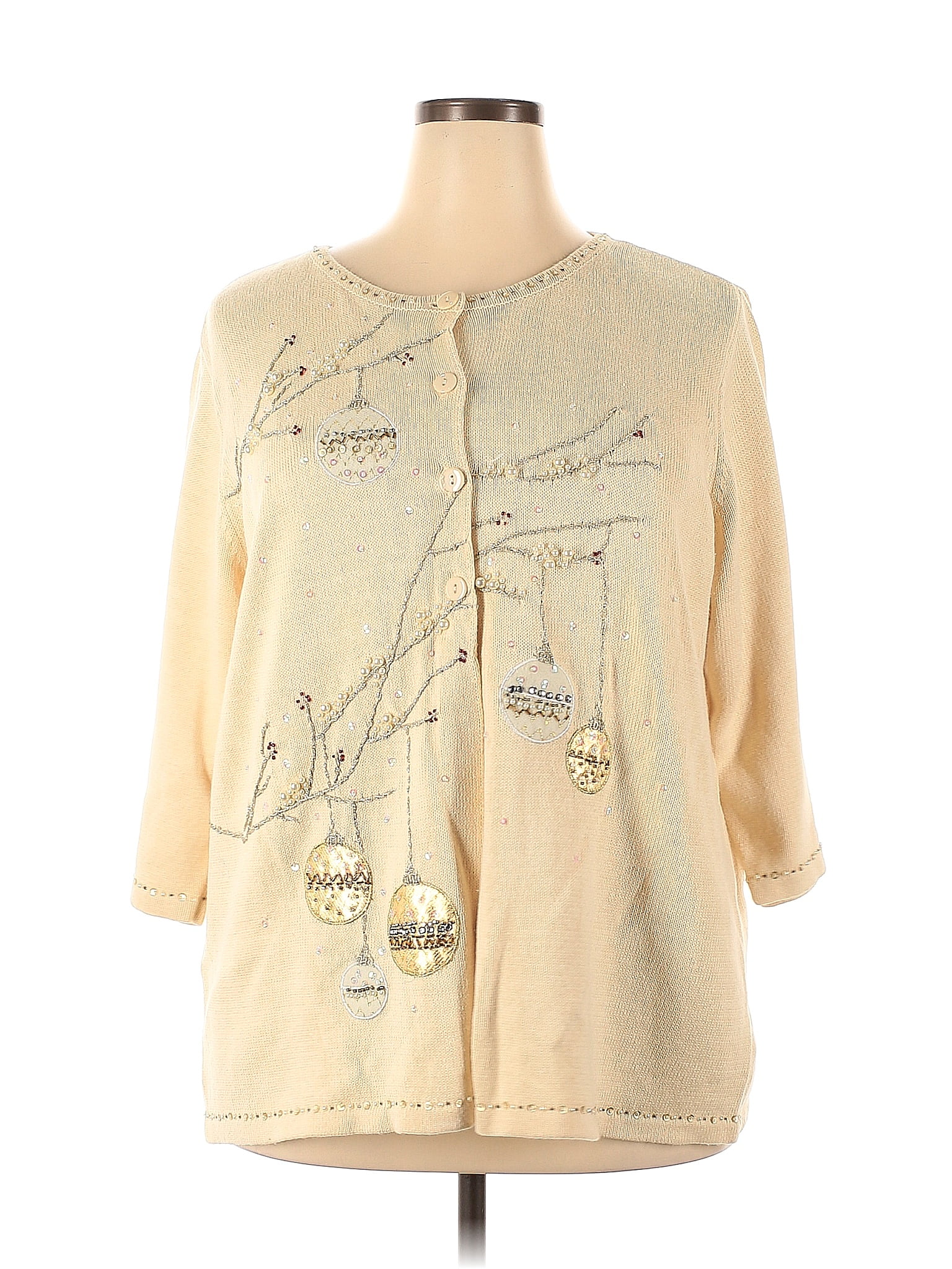 Quacker Factory Tan Ivory Cardigan Size 2X (Plus) - 63% off | ThredUp