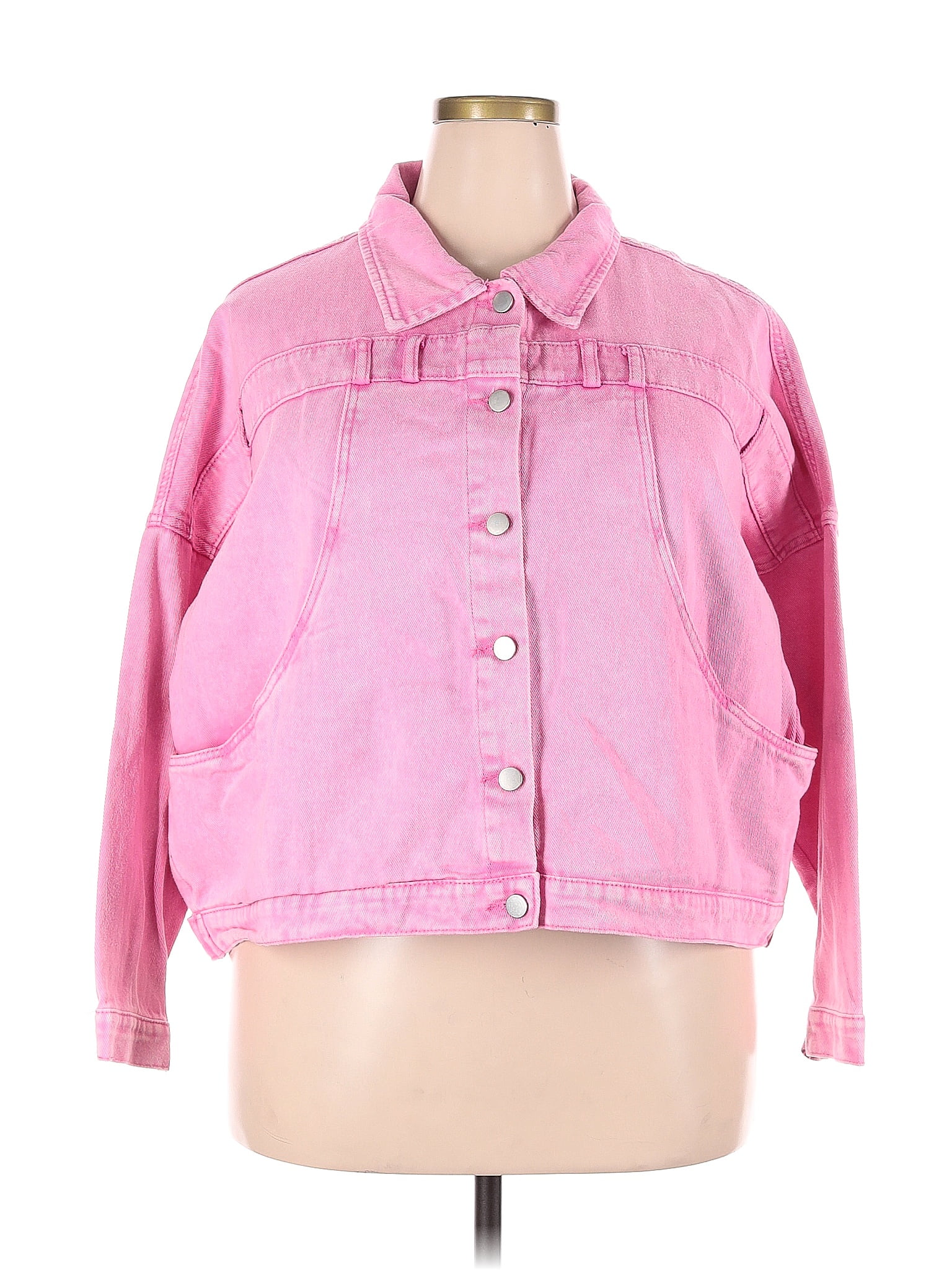 Savanna Jane 100 Cotton Solid Pink Denim Jacket Size 2x Plus 53