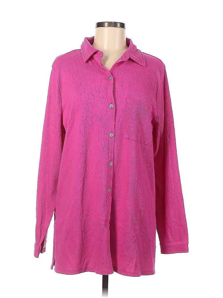 Belle By Kim Gravel Solid Pink Long Sleeve Blouse Size M - 69% off | ThredUp
