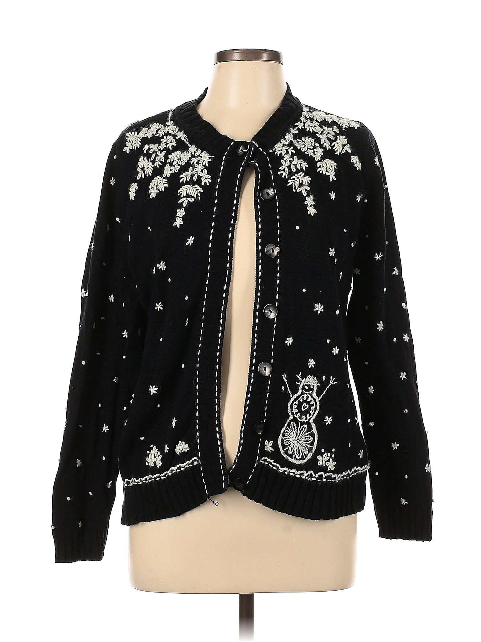 Appleseeds 100% Cotton Color Block Black Cardigan Size L - 64% off ...