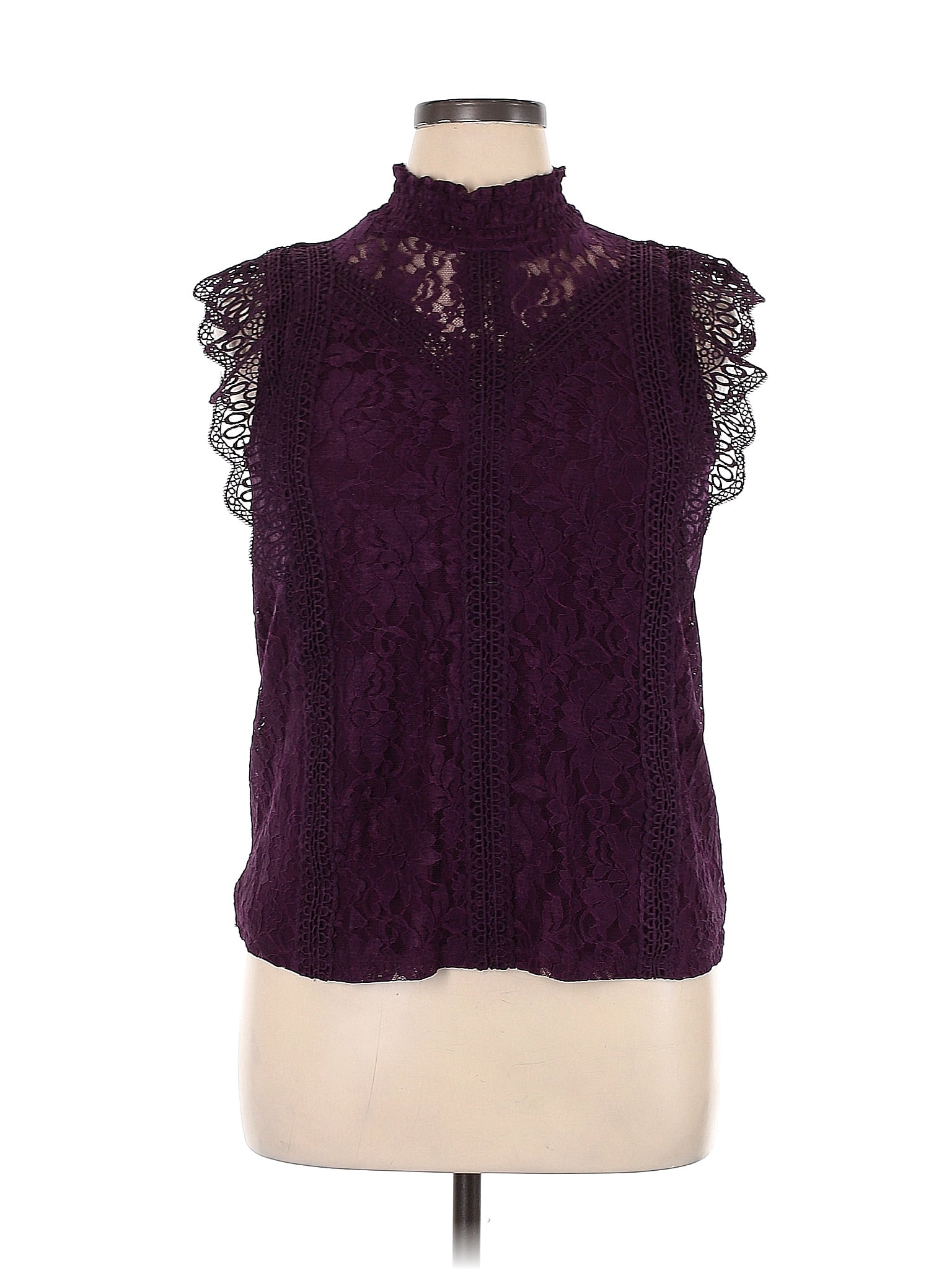 Cable And Gauge Purple Burgundy Short Sleeve Blouse Size Xl 37 Off