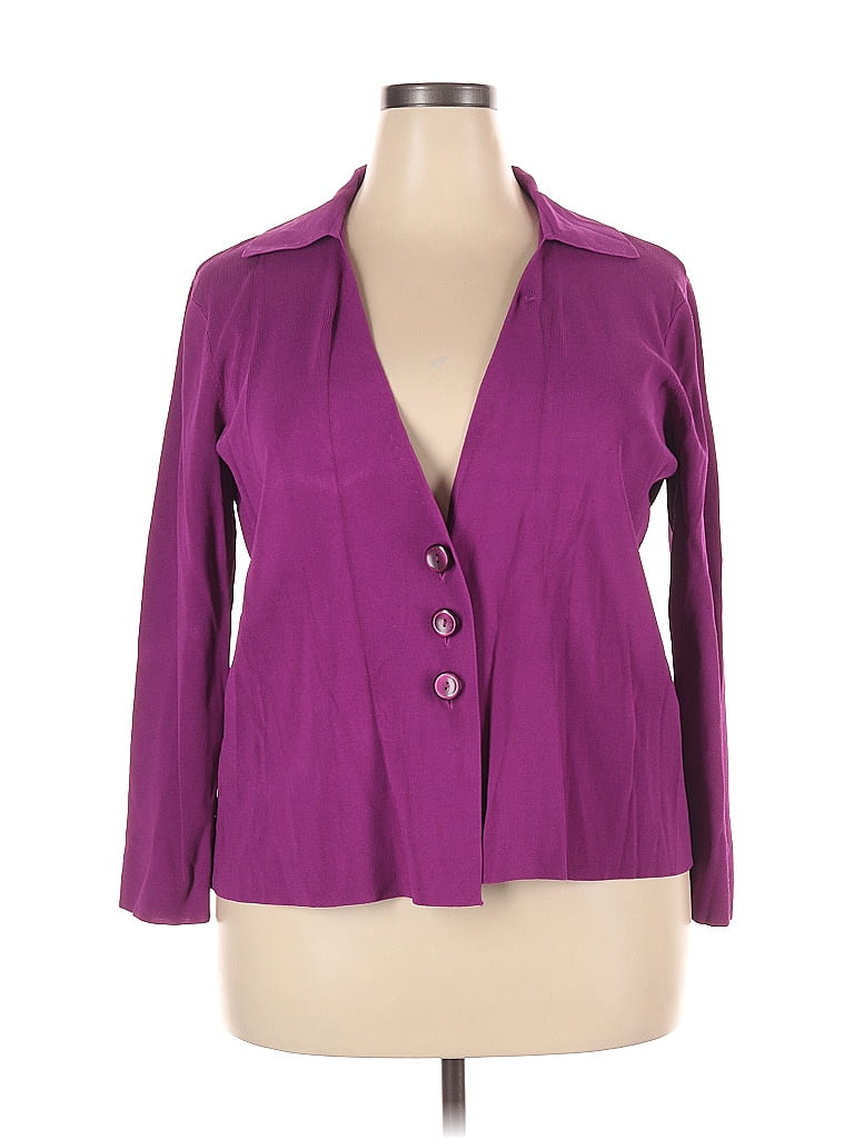 Talbots Color Block Solid Purple Cardigan Size 2x Plus 76 Off