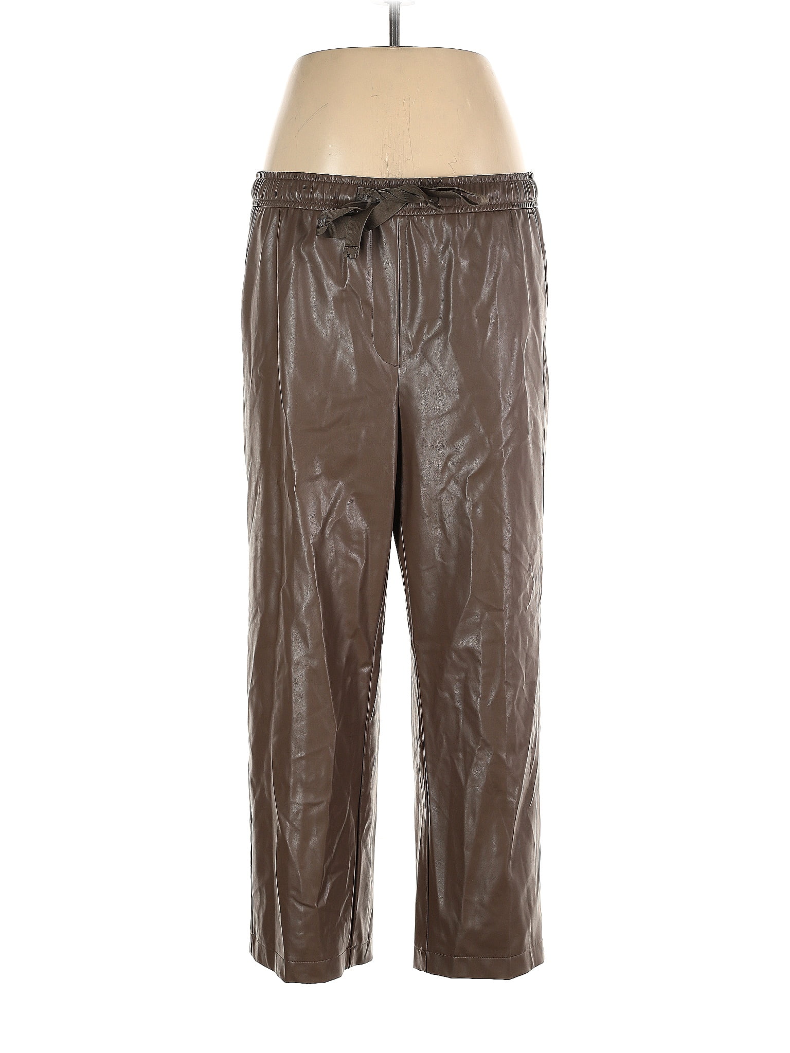 Cambio Solid Brown Faux Leather Pants Size 44 (EU) - 77% off | ThredUp