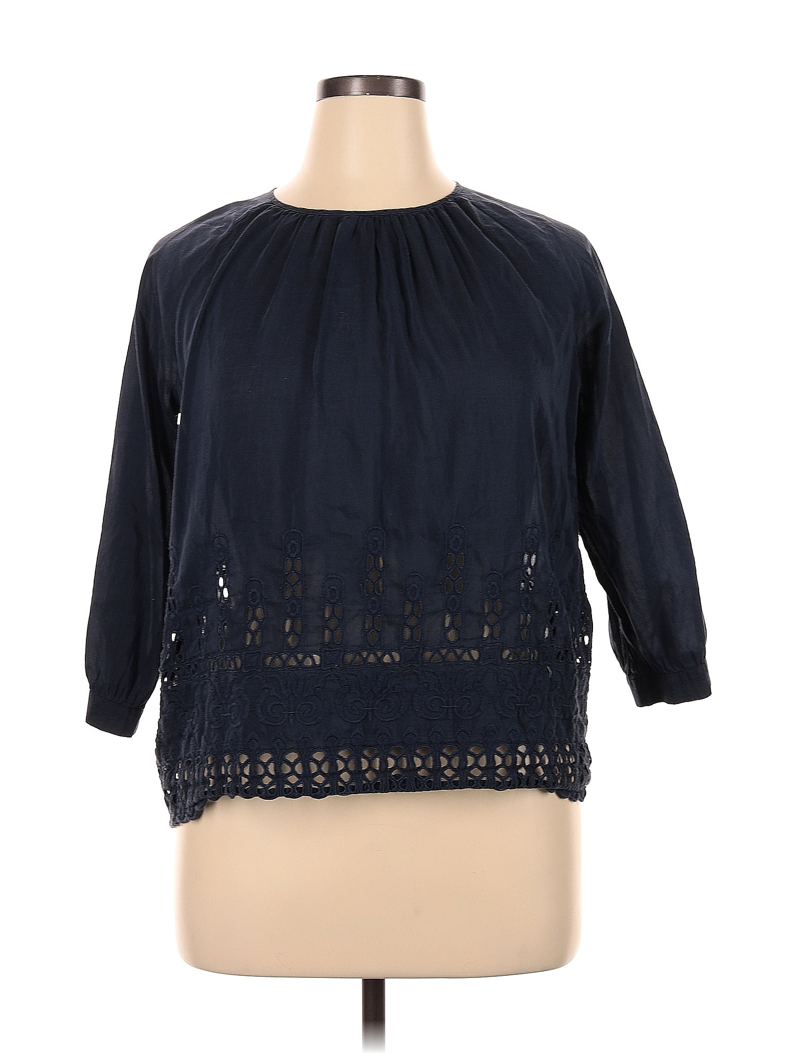 J.ING Navy Blue 3/4 Sleeve Blouse Size XL - 77% off | ThredUp