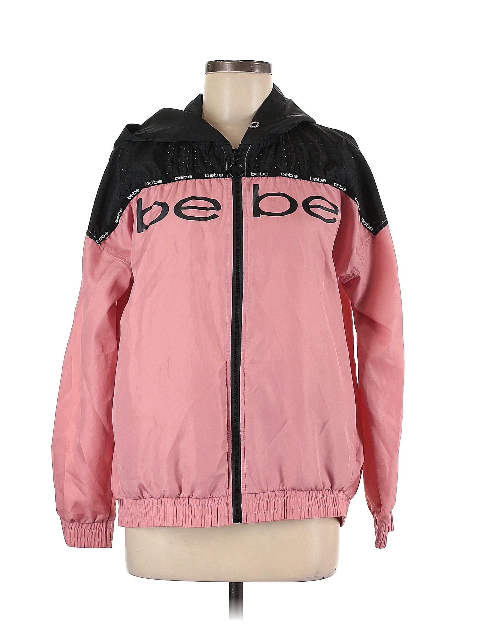 Bebe 100 Polyester Solid Pink Track Jacket Size M 71 Off Thredup