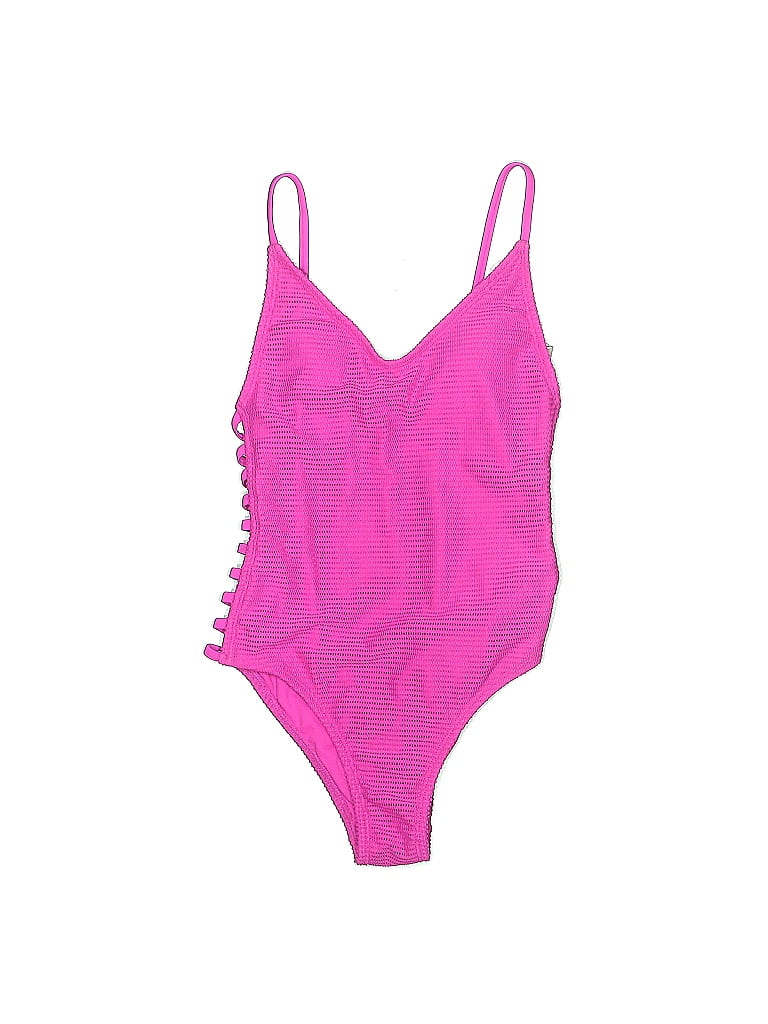Xhilaration 100 Recycled Plastic Solid Pink One Piece Swimsuit Size S