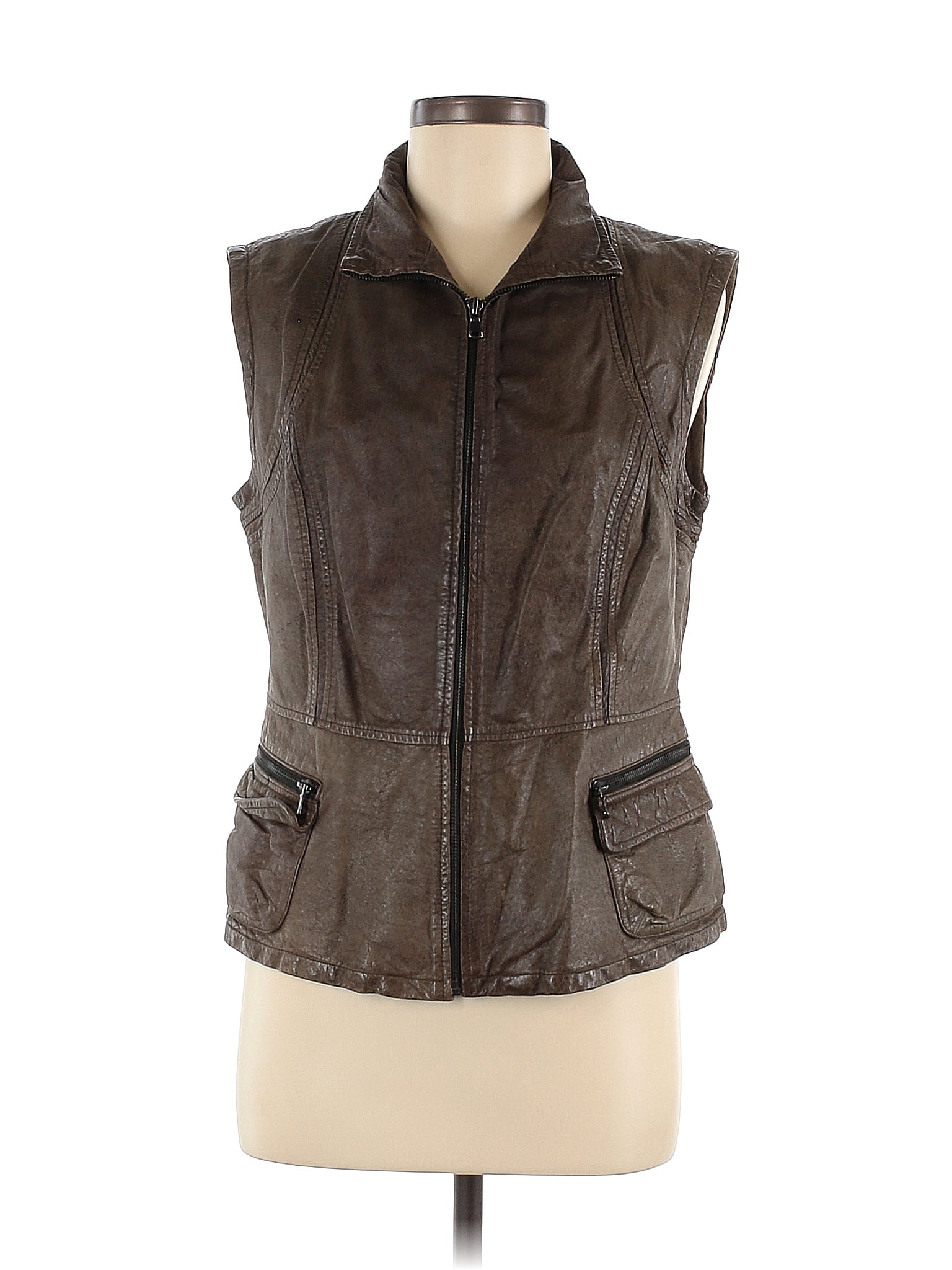Jakett New York 100 Leather Solid Brown Leather Jacket Size M 68 Off Thredup