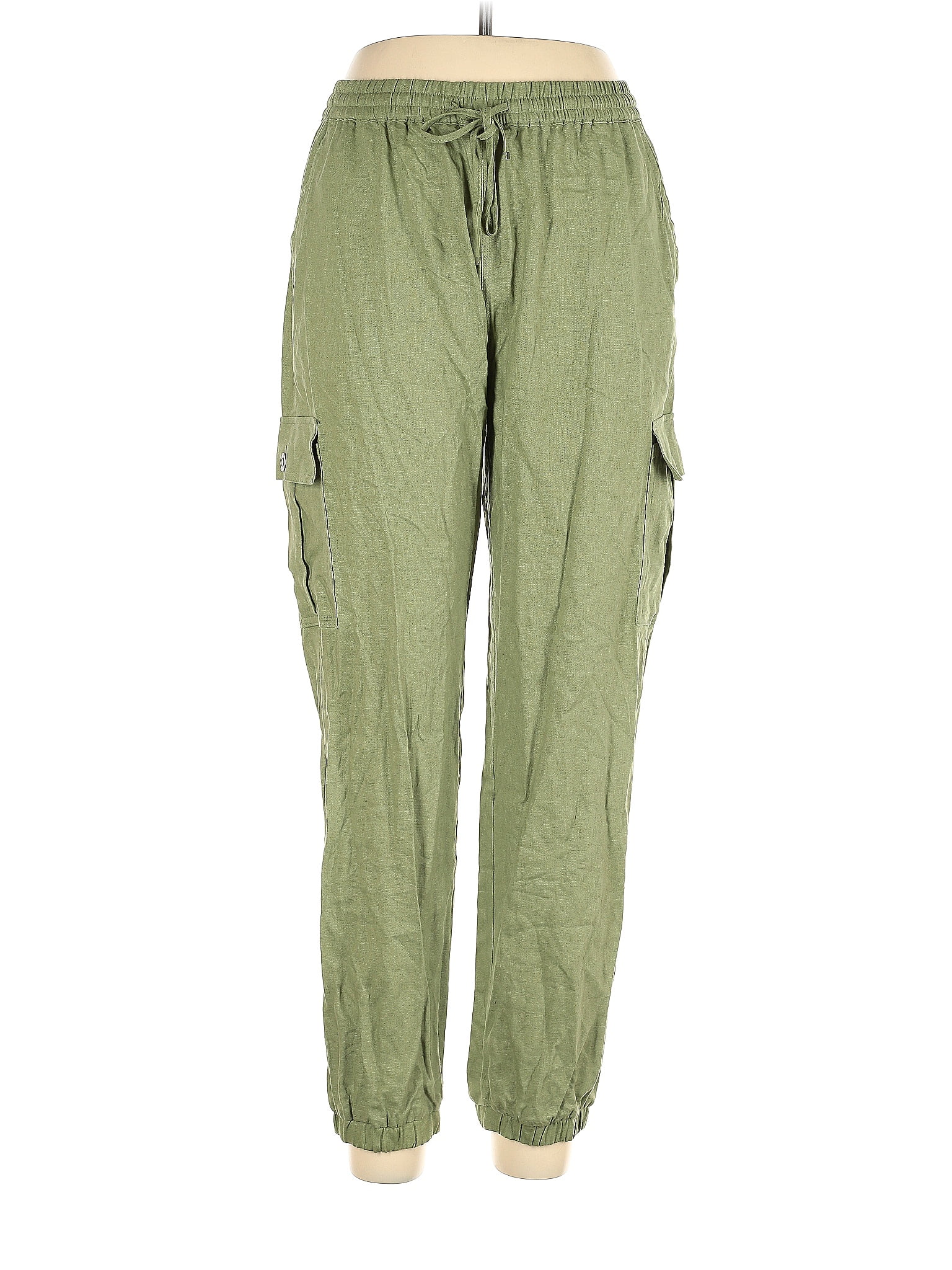 Love Tree Solid Green Linen Pants Size L - 54% off | ThredUp