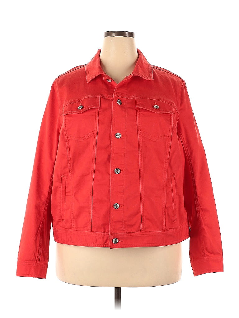 Talbots Red Denim Jacket Size 2X (Plus) - 69% off | ThredUp