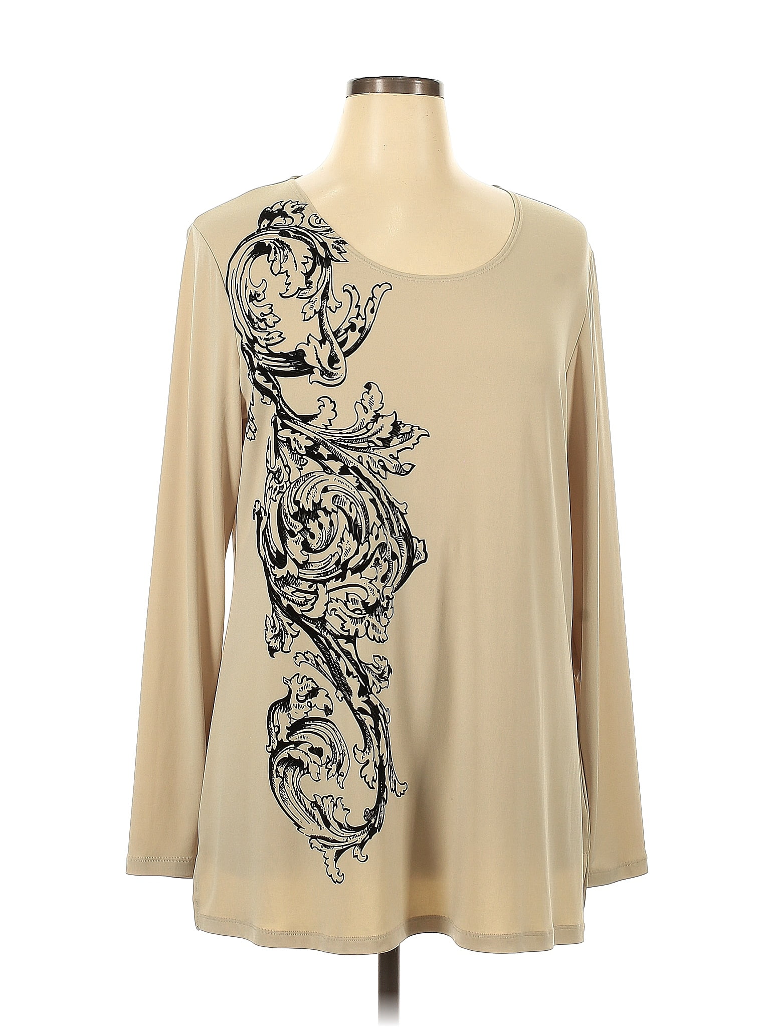 Susan Graver Paisley Tan Long Sleeve T-Shirt Size XL - 62% off | ThredUp