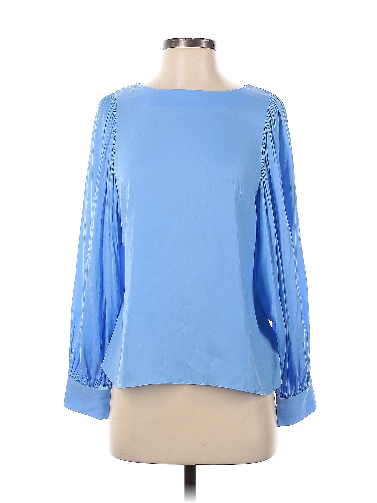 Lilly Pulitzer 100 Polyester Solid Blue Long Sleeve Blouse Size Xs