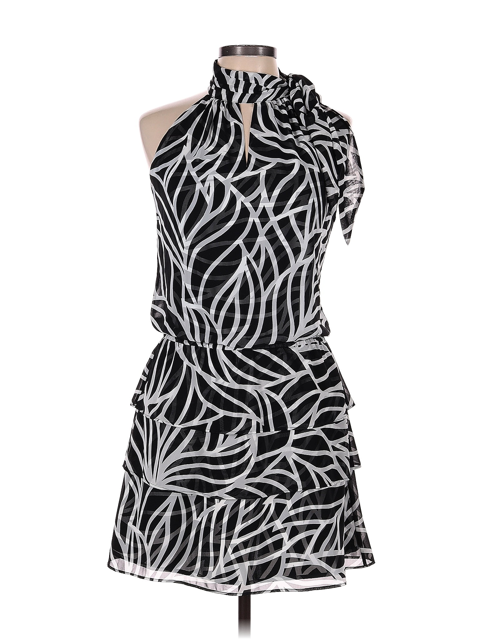 White House Black Market 100 Polyester Multi Color Black Casual Dress
